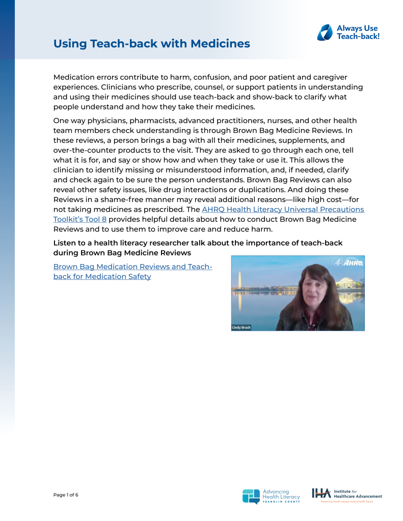 Learn What to Use Teach-back For – AUTB! Toolkit